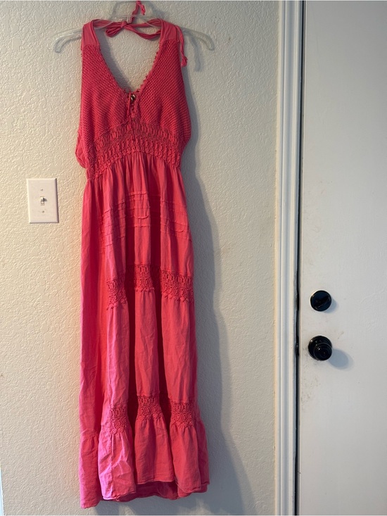 unbranded | Dresses | Crochet Bodice Coral Halter Maxi Dress Boho ...